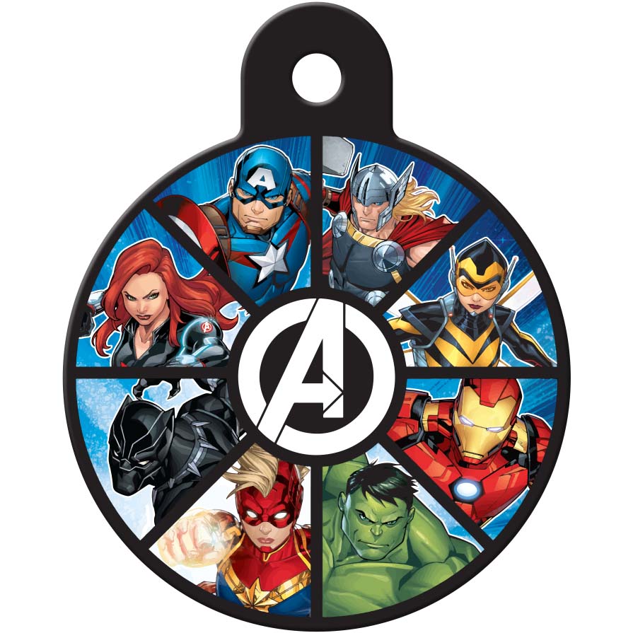 MARVEL Avengers Multi Character Pet ID Tag, Large Circle – Quick-Tag