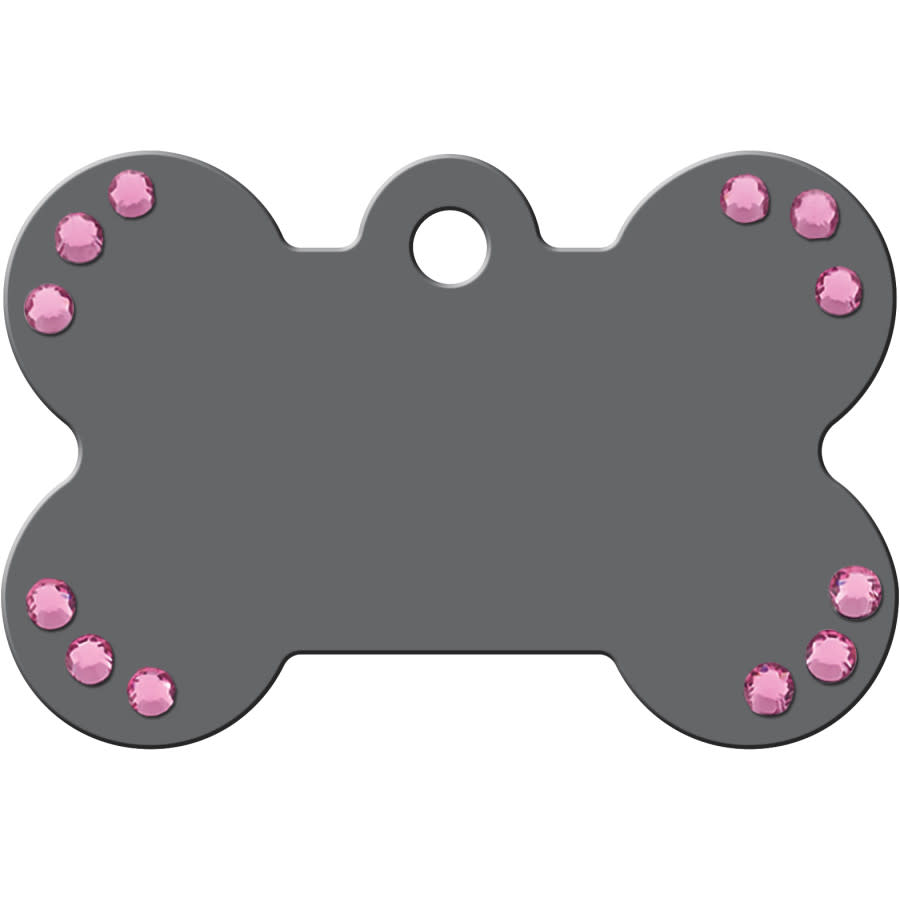Medium Bone Shape Dog Tag with Crystals, Lightweight – Quick-Tag